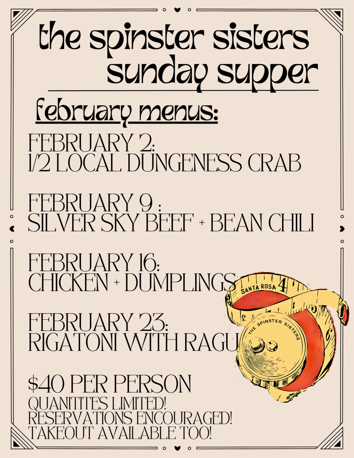 Menus - The Spinster Sisters