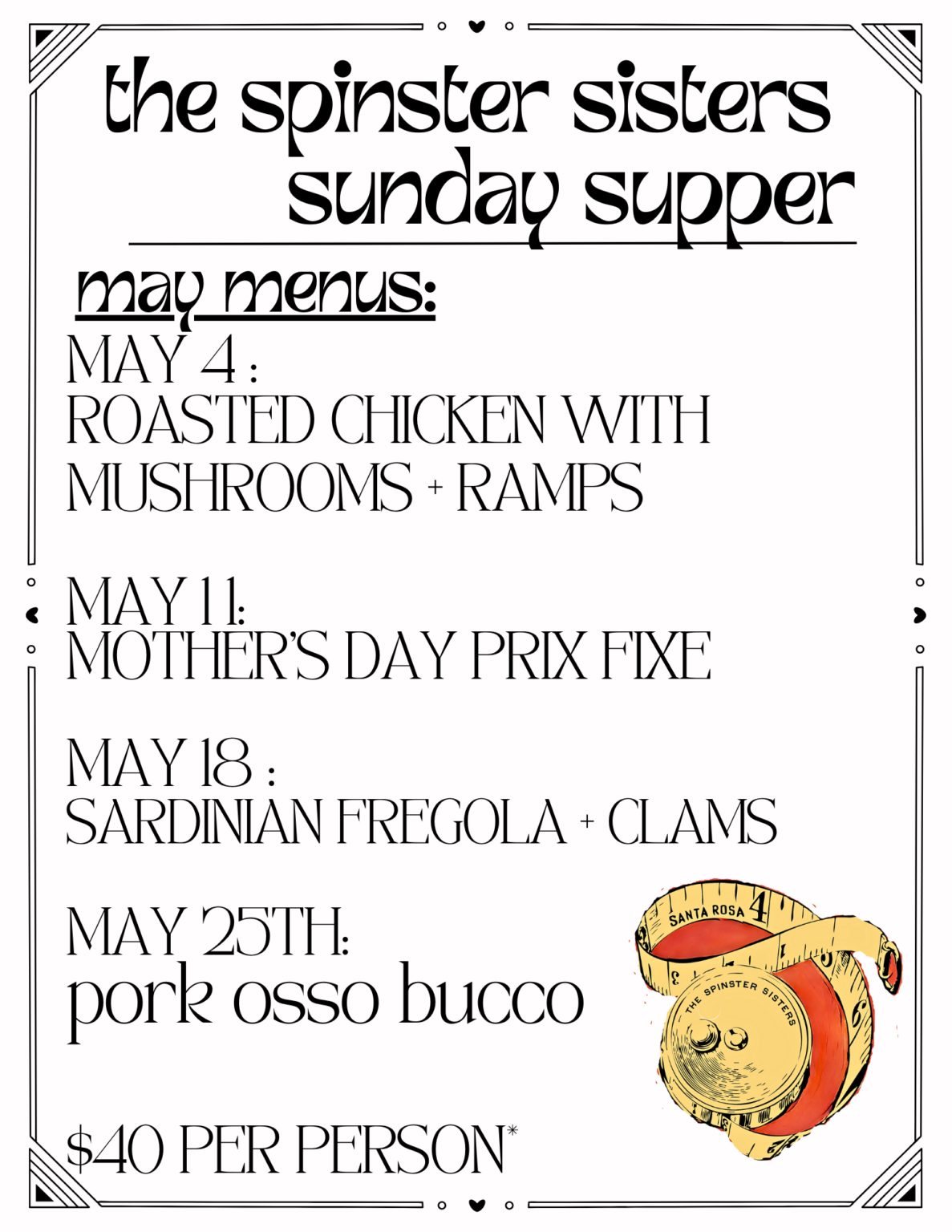 Menus - The Spinster Sisters